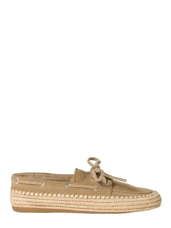 Miu Miu Boat Shoes With Lace-up Detail - Nude