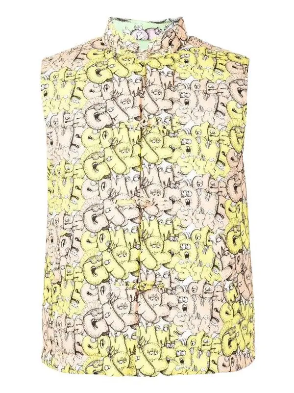 Comme Des Garçons Logo-print Padded Gilet - Multicolor
