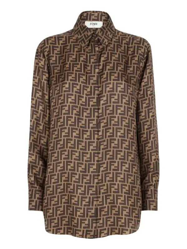 Fendi Ff Jacquard Long Sleeve Shirt - Brown
