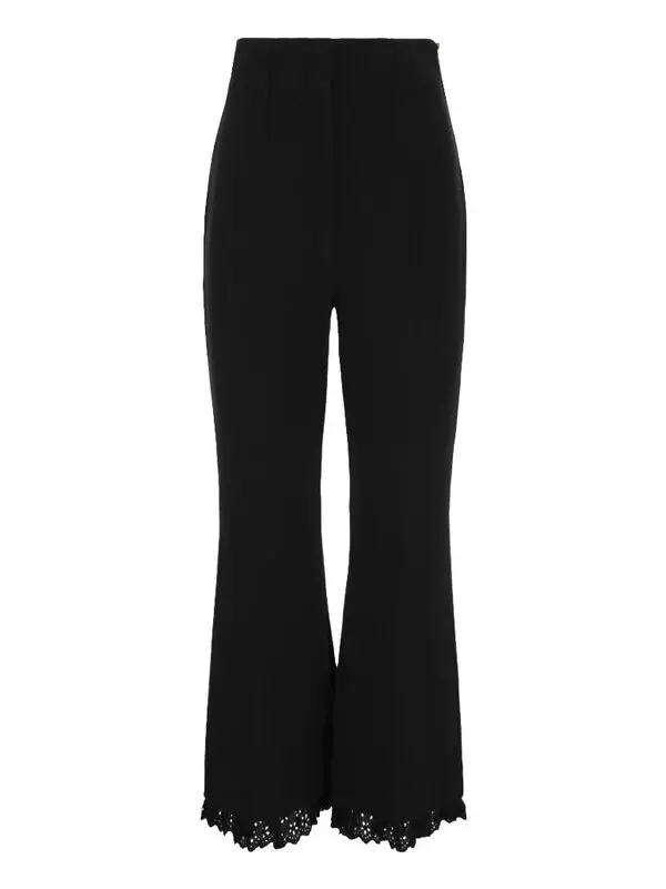 Sportmax Stretch Cotton-blend Embroidered Trousers - Black