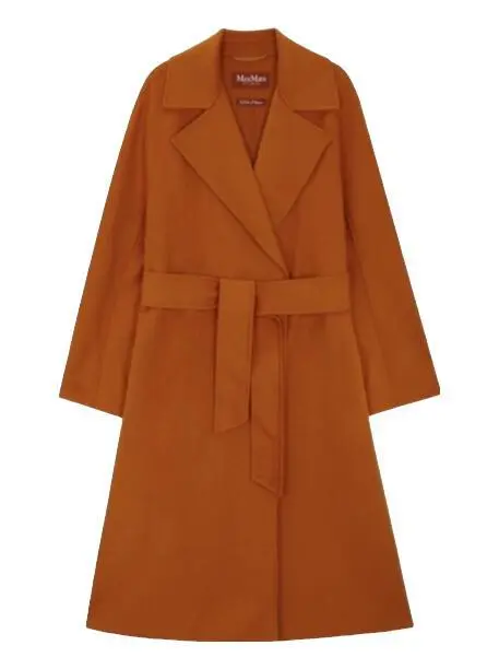 Max Mara Long Sleeve Belted Coat - Brown