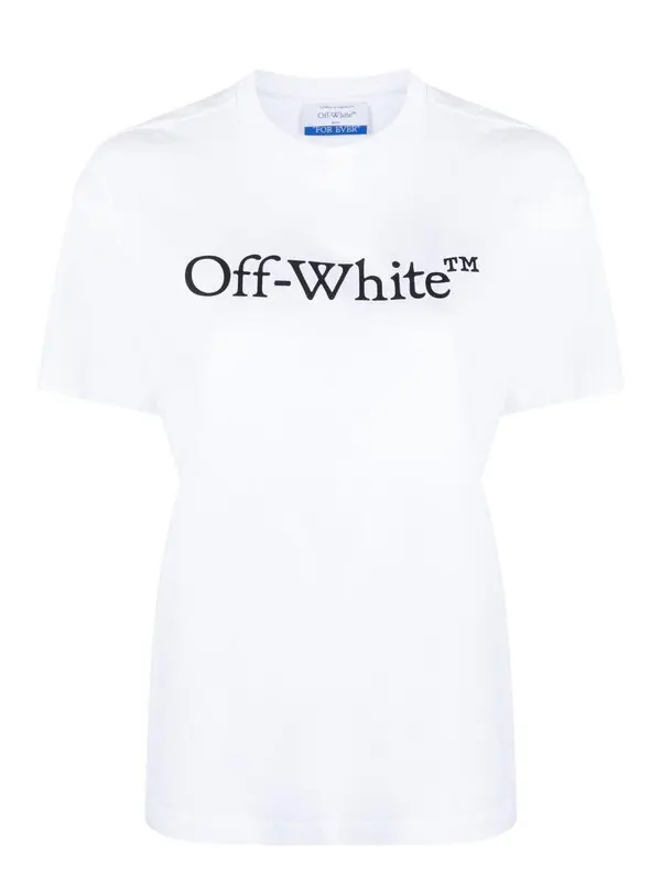 Off-White Bookish Crewneck Straight Hem T-shirt - White