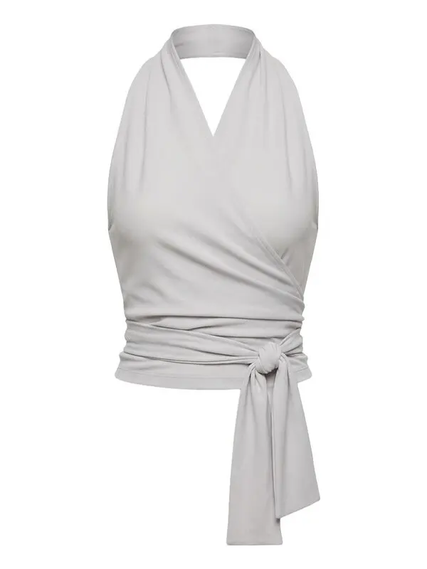 AYA MUSE Aelir V-neck Halter Top With Waist Tie - Blue