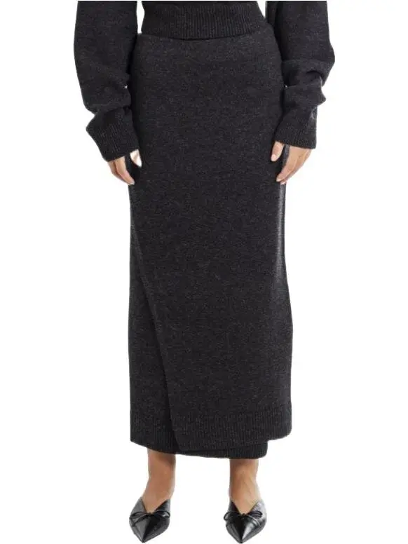 Balenciaga Slit Detailed Knit Skirt - Gray