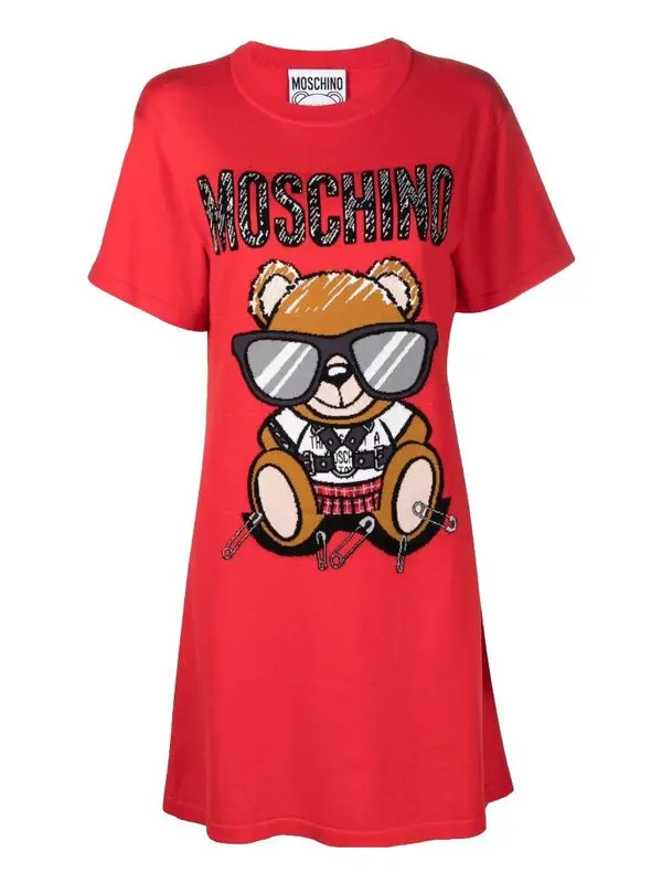 Moschino Teddy Print T-shirt Dress - Black