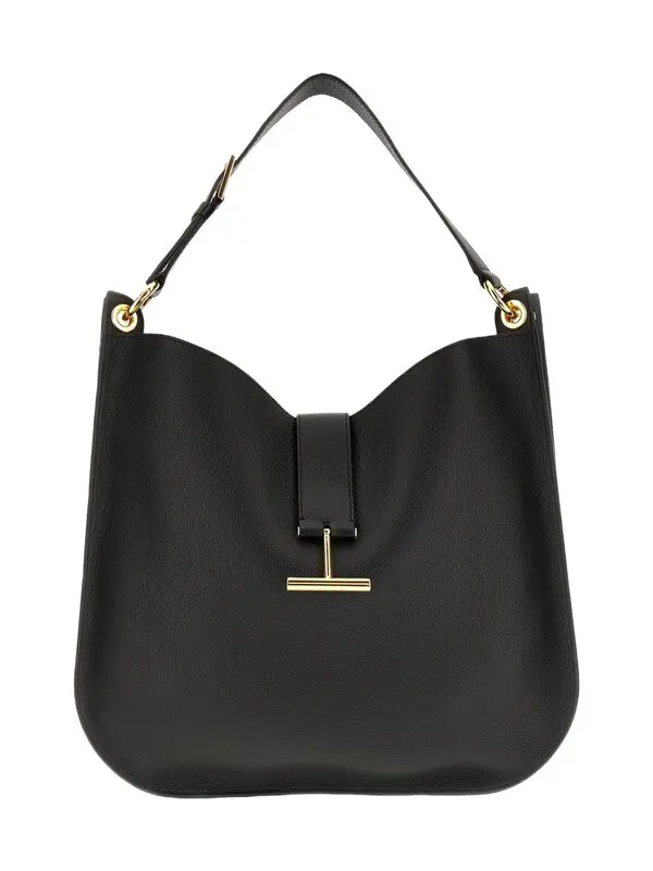 TOM FORD Large Tara Logo Plaque Shoulder Bag - Black