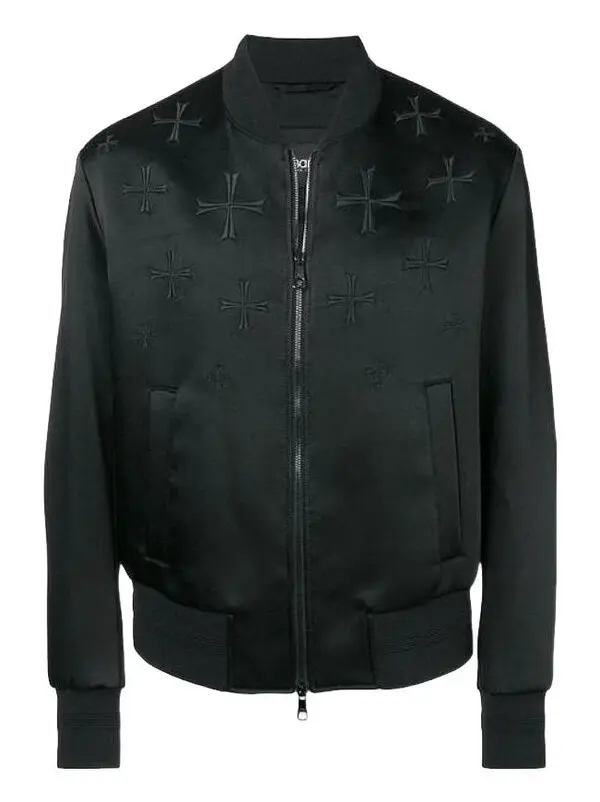 Neil Barrett Pilot Bomber Jacket With Cross Embellishments - Black