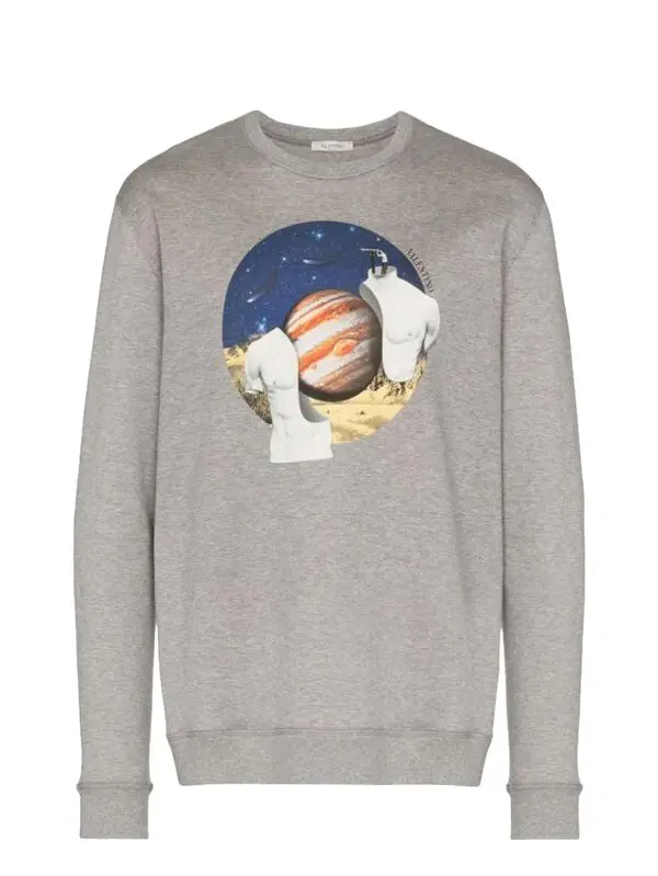 Valentino Garavani Jupiter Logo Crew Sweatshirt - Gray