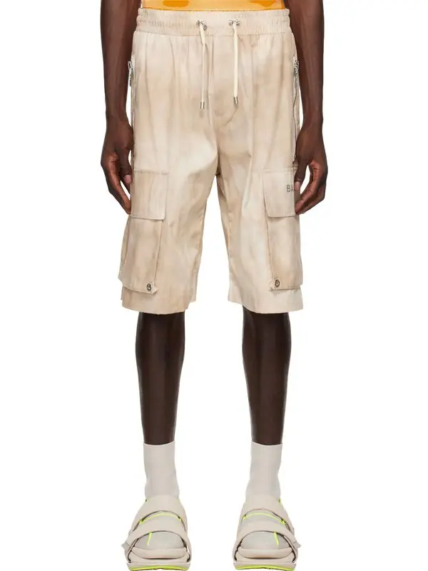 Balmain Faded Effect Drawstring Cargo Shorts - Nude