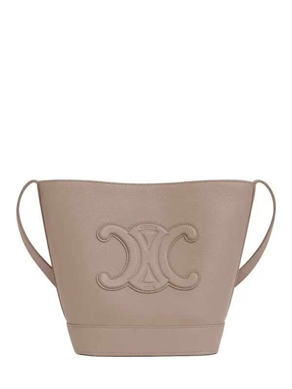 Celine Small Triomphe Logo Bucket Bag - Nude
