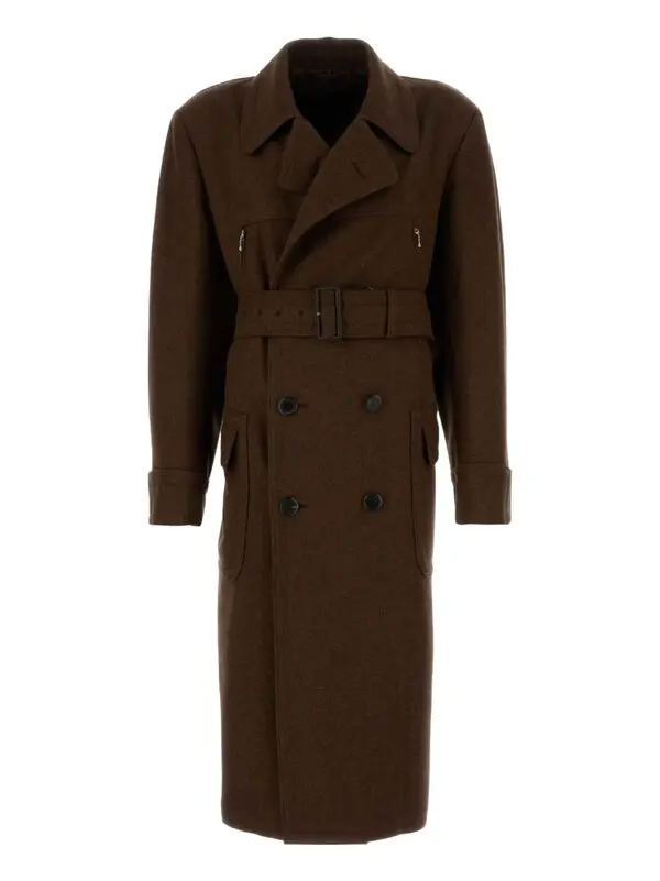 Prada Double-breasted Wool Coat - Tobacco Color