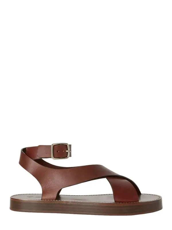 Loro Piana Sumie Crossed Strap Sandals - Chocolate-colored