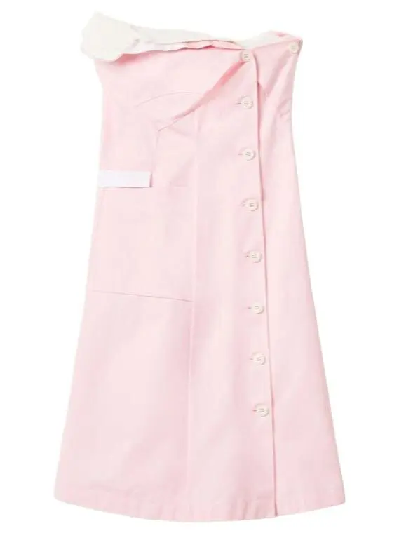 Miu Miu Strapless Layered Mini Dress - Snow Pink