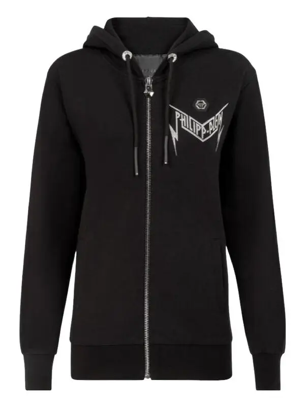 Philipp Plein Zip-up Hoodie With Skull Embellishment - Black
