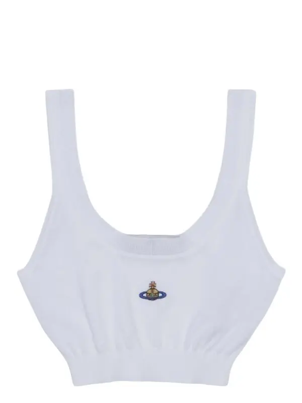 VIVIENNE WESTWOOD Crew Neck Vest With Saturn Logo - White