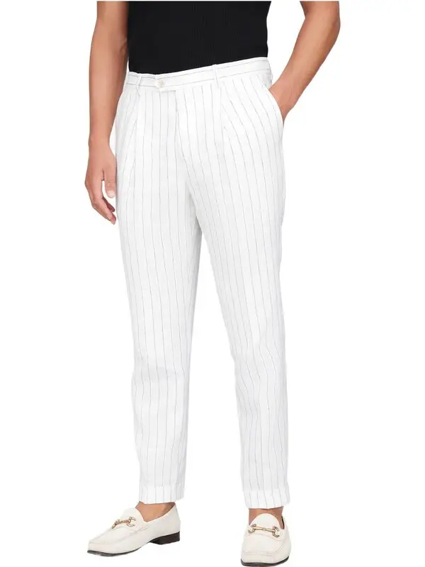 Brunello Cucinelli Mid-rise Stripe-printed Tailored Trousers - White
