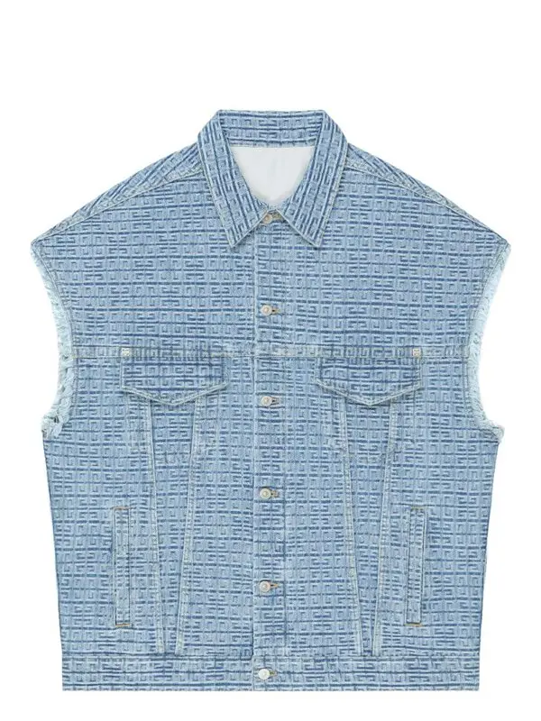 Givenchy 4g Logo Denim Vest - Light Blue