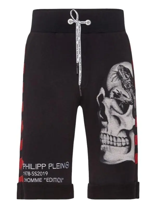 Philipp Plein Skull Graphic Sweat Shorts - Black