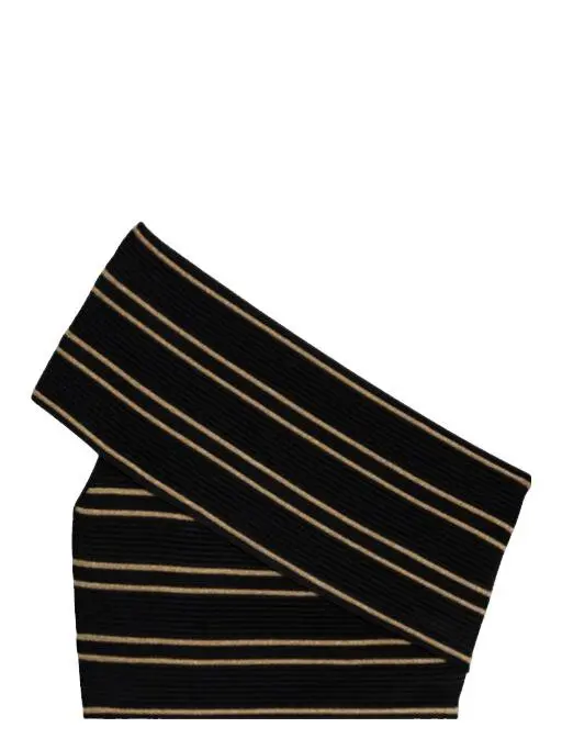 Balmain Striped One-shoulder Cropped Top - Black