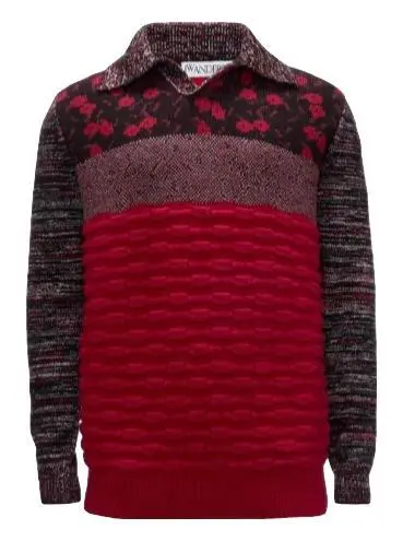 J.W.ANDERSON Multi-texture Polo Shirt - Bright Red