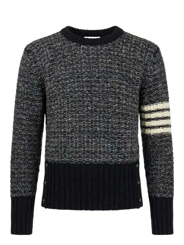 Thom Browne 4-bar Mélange Effect Jumper - Navy Blue