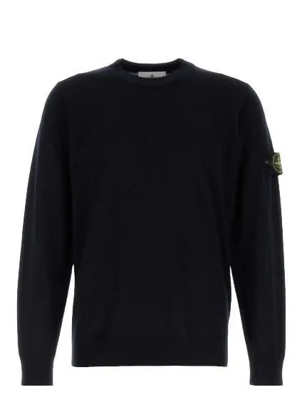 Stone Island Compass Patch Crewneck Jumper - Blue
