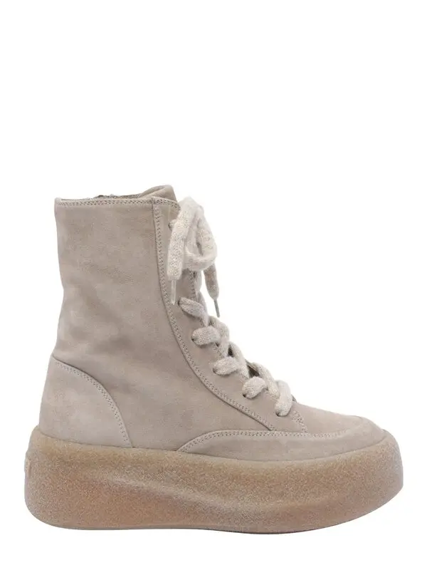 VIC MATIE Round-toe Lace-up Ankle Boots - Nude