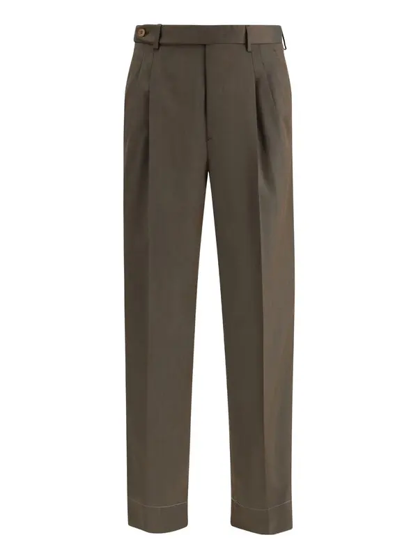 Brioni Straight-leg Pleated Tailored Trousers - Brown