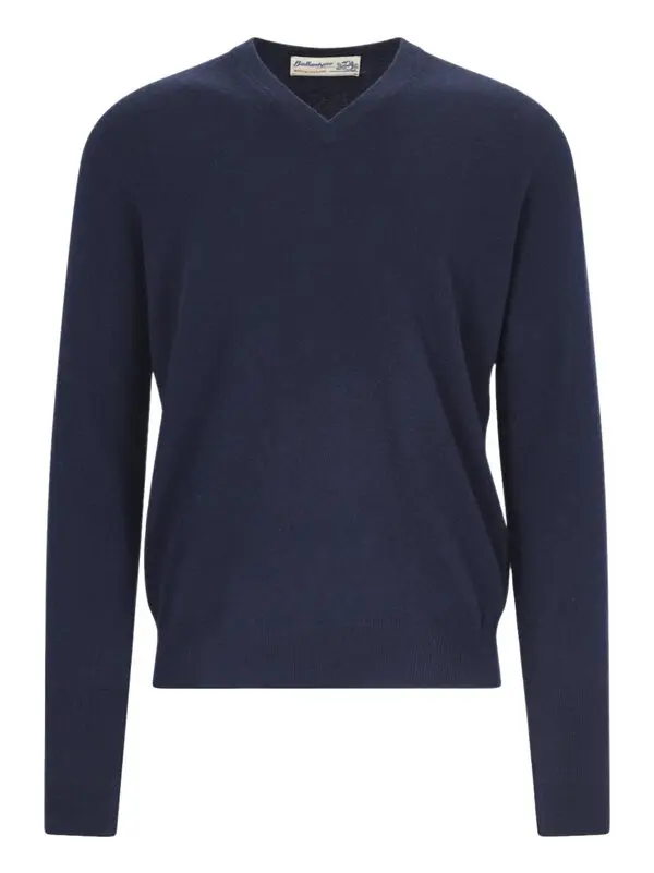 BALLANTYNE Cashmere V-neck Jumper - Blue
