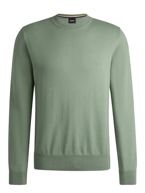 Hugo Boss Embroidered-logo Cotton Jumper - Light Green