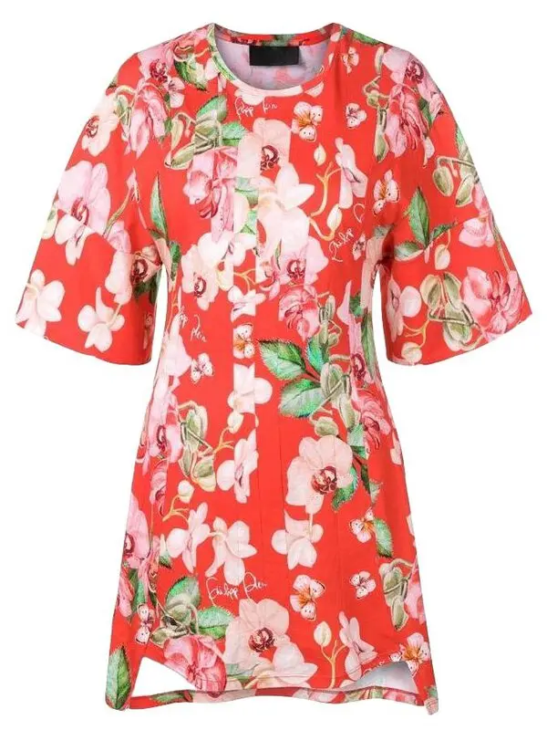 Philipp Plein Floral Print Mini Dress - Pink
