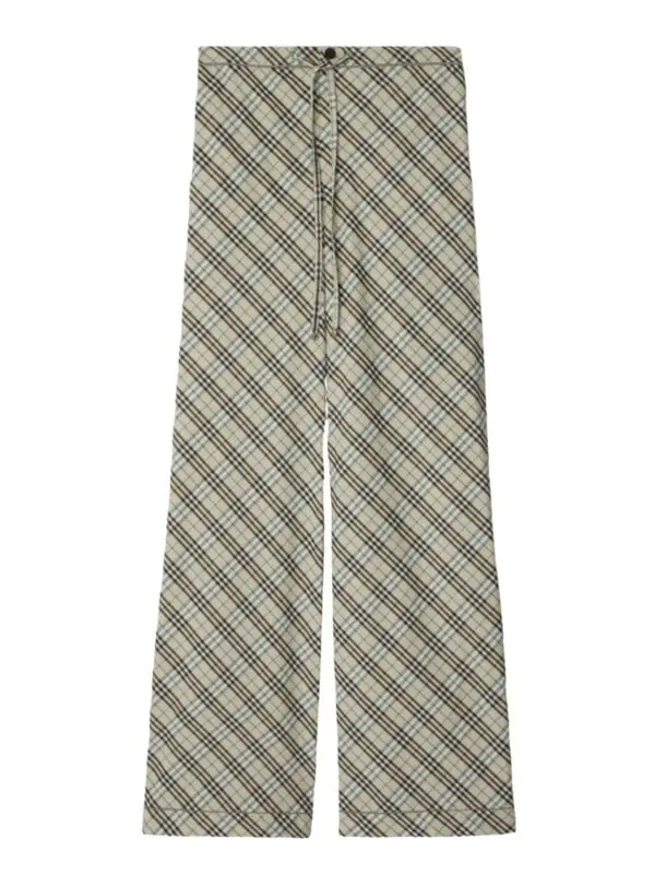 Burberry Checked Wide-leg Drawstring Trousers - Chaff Color