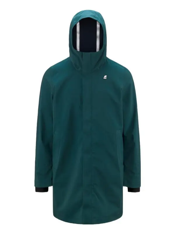K-WAY Thomas Bonded Hooded Parka - Green P-blue D