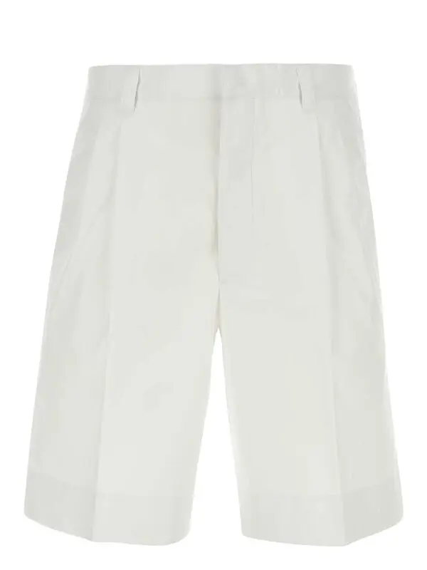 Prada Belt-looped Straight-leg Shorts - White