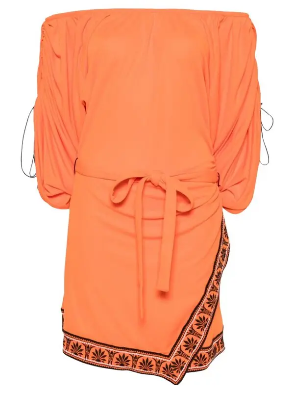 Rabanne One-shoulder Pleated Mini Dress - Orange