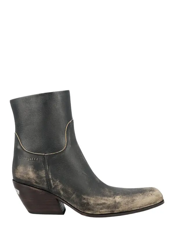 Balenciaga Memphis Ankle Boots With Metal Detail - Black/white