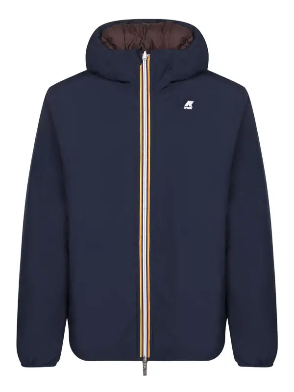 K-WAY Reversible Logo-appliqué Down Jacket - Blue/brown