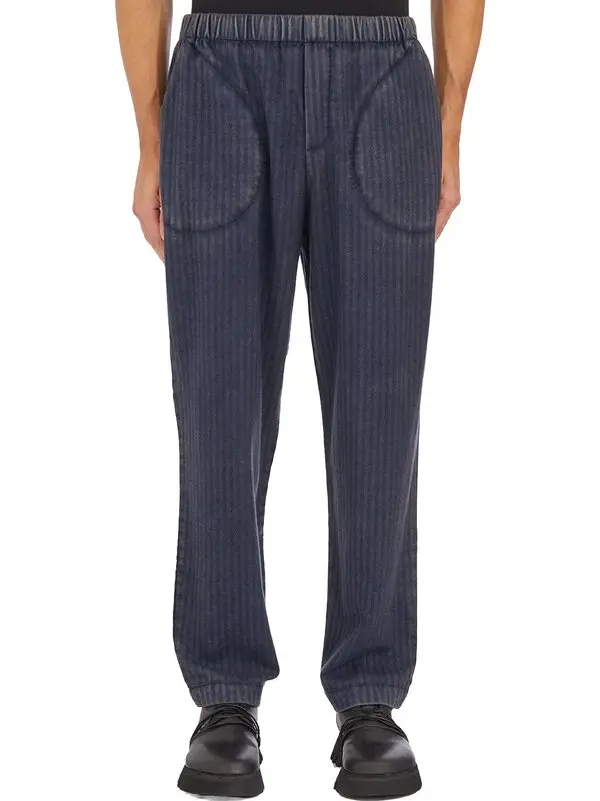 Barena Venezia Straight-leg Trousers With Elastic Waistband And Drawstrings - Black