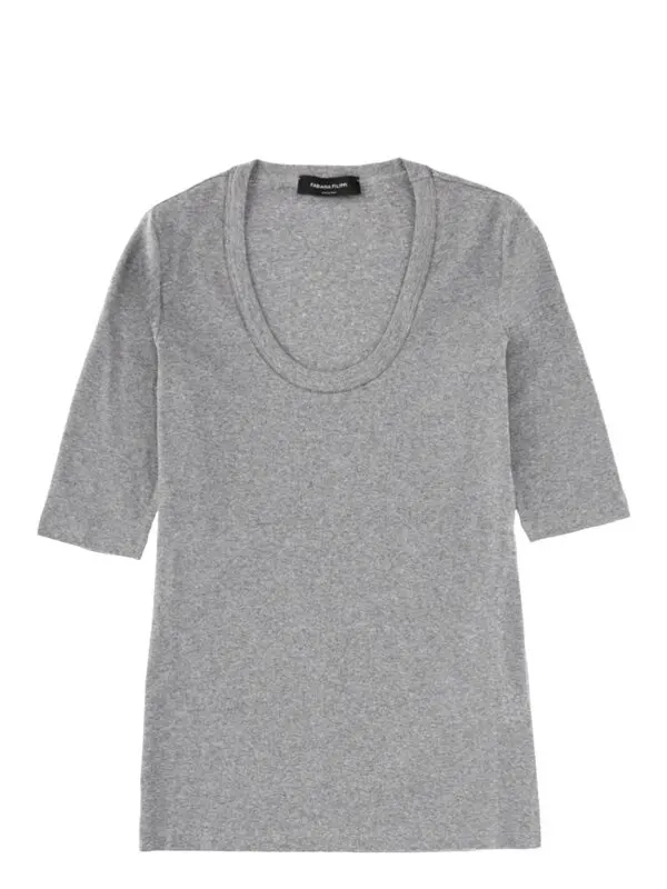 Fabiana Filippi Scoop Neck T-shirt With Ribbed Details - Gray