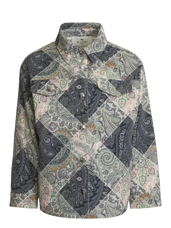 Etro Printed Paisley Patchwork Jacket - Blue