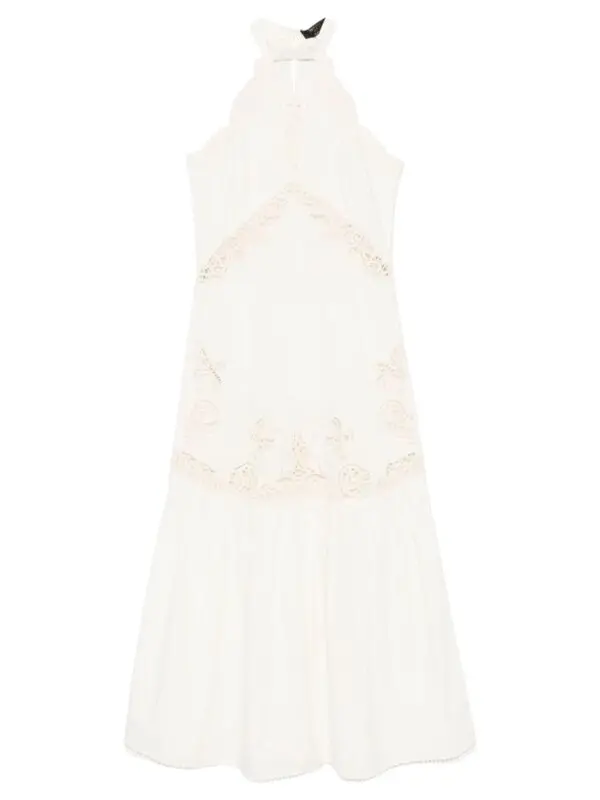 TWINSET Lace-detailed Halterneck Maxi Dress - Ivory