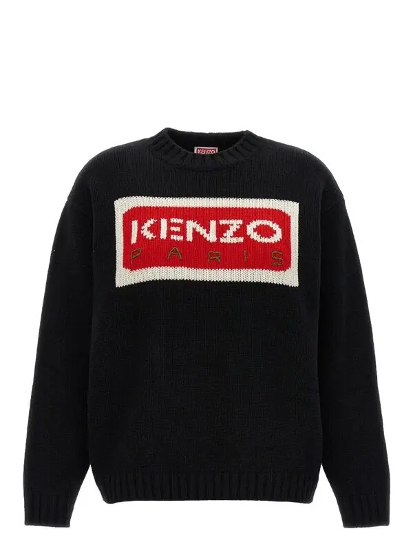 Kenzo Logo Intarsia Knitted Jumper - Black