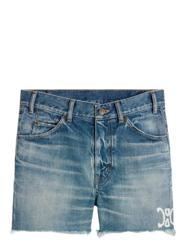 Celine Skate Shorts In Electric Sky Wash Denim - Gray