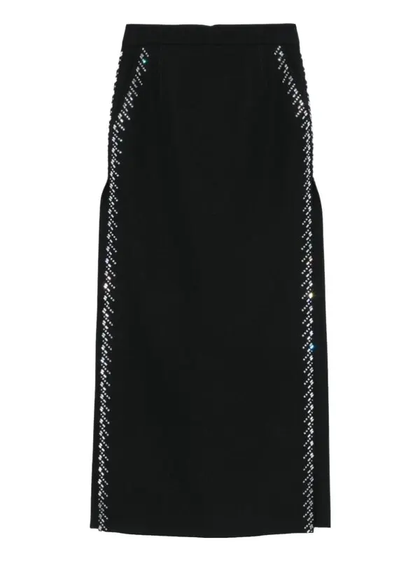 Rabanne Embellished Midi Skirt With Side Slits - Black