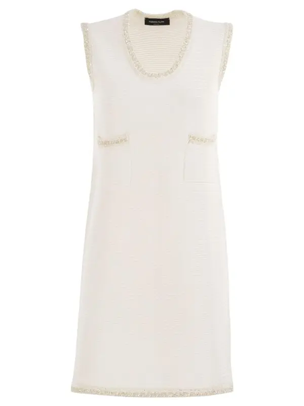 Fabiana Filippi Knitted Mini Dress With Sequin Trim - White
