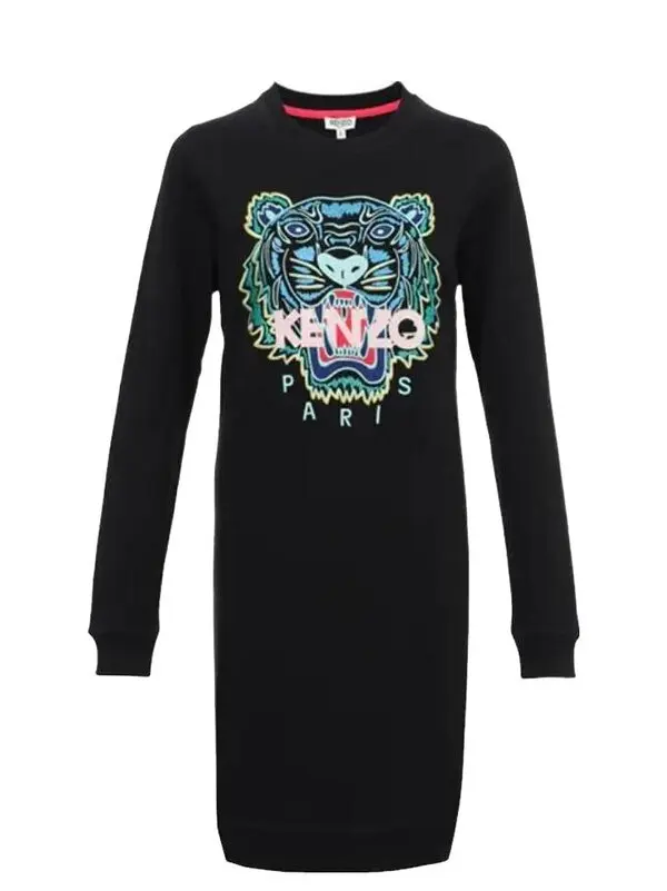 Kenzo Embroidered Tiger Logo Dress - Black