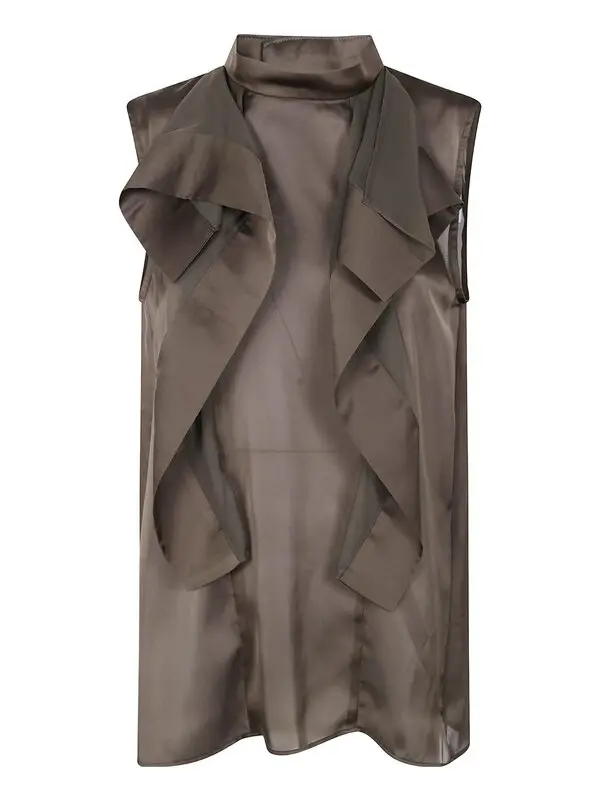 Sacai Sleeveless Ruffled Blouse - Khaki