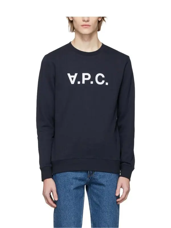 A.p.c. Navy Blue Logo Crewneck Sweatshirt - Black