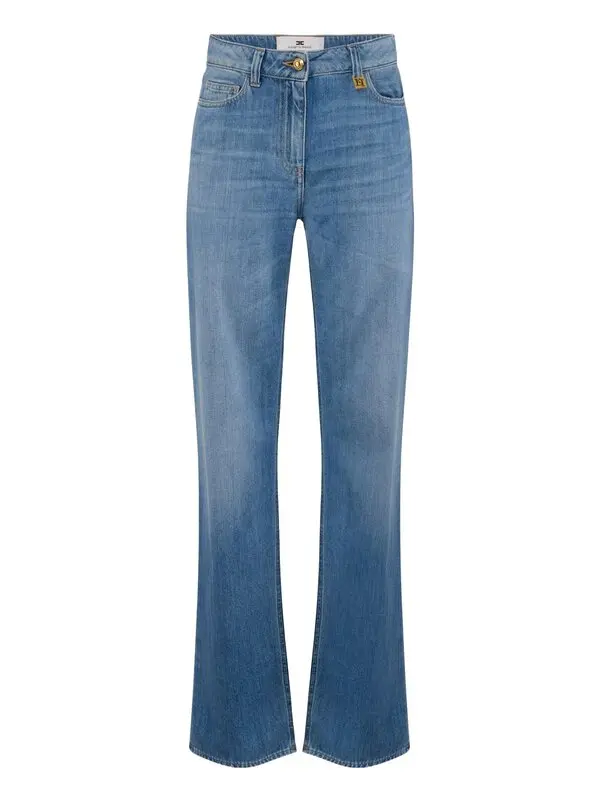 Elisabetta Franchi Logo Plaque Wide-leg Jeans - Light Blue