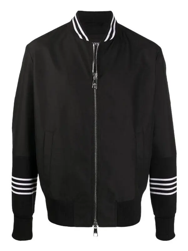 Neil Barrett Striped Detail Bomber Jacket - Black